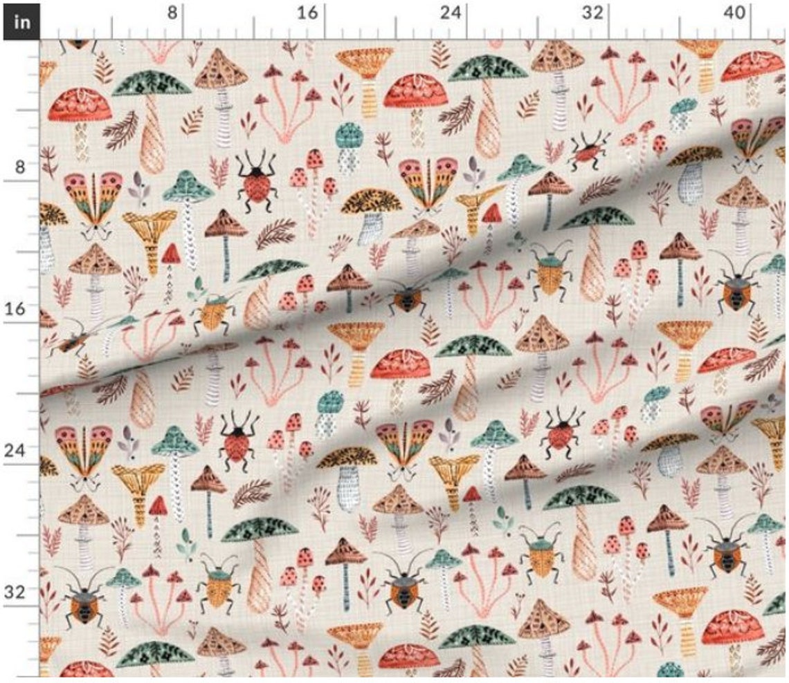 Pilzen Beetle Fabric Pink Beetle Bug Fabric by the Yard - Etsy