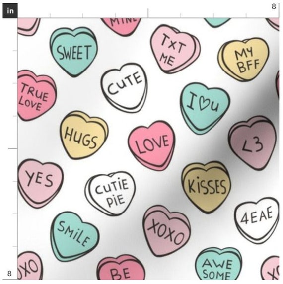 Conversation Candy Hearts Valentine Fabric by the Yard - Etsy