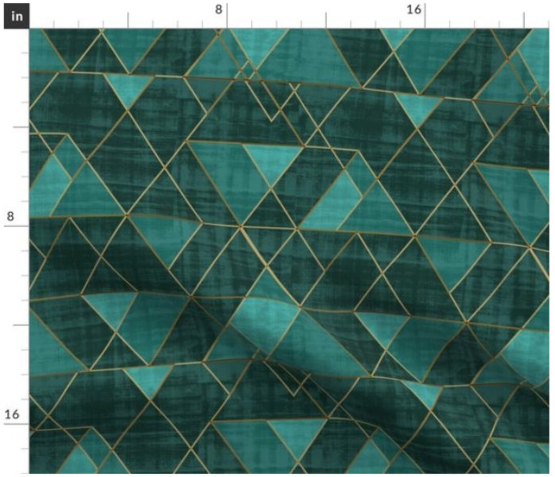 Mod Triangles Emerald Triangle Fabric by the Yard Teal and - Etsy