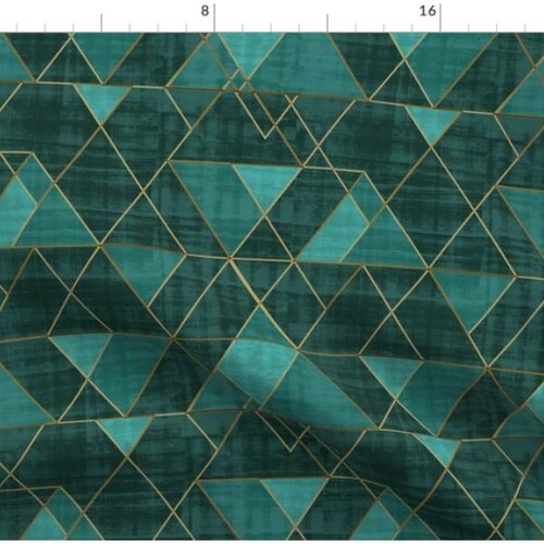 Mod Triangles Emerald Triangle Fabric by the Yard Teal and - Etsy