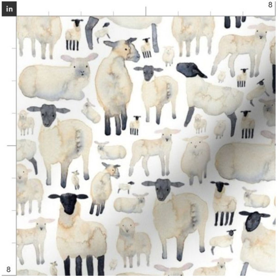 Fluffy White Sheep Fabric by the Yard | Easter Lamb | Farm Animal ...