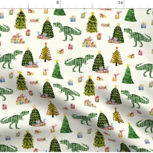 Christmas Dinos Christmas Dinosaur Fabric Dinosaur Fabric - Etsy