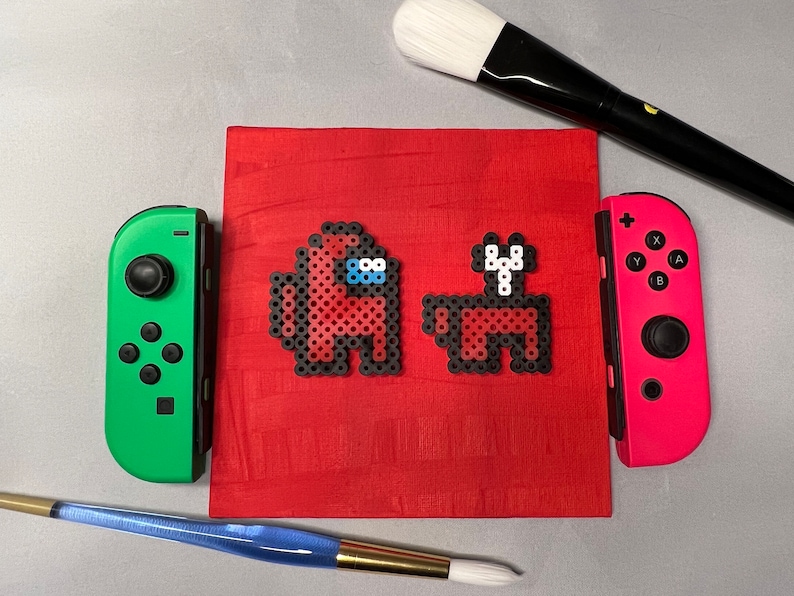 Among Us Inspired Pixel Art on Canvas - Etsy