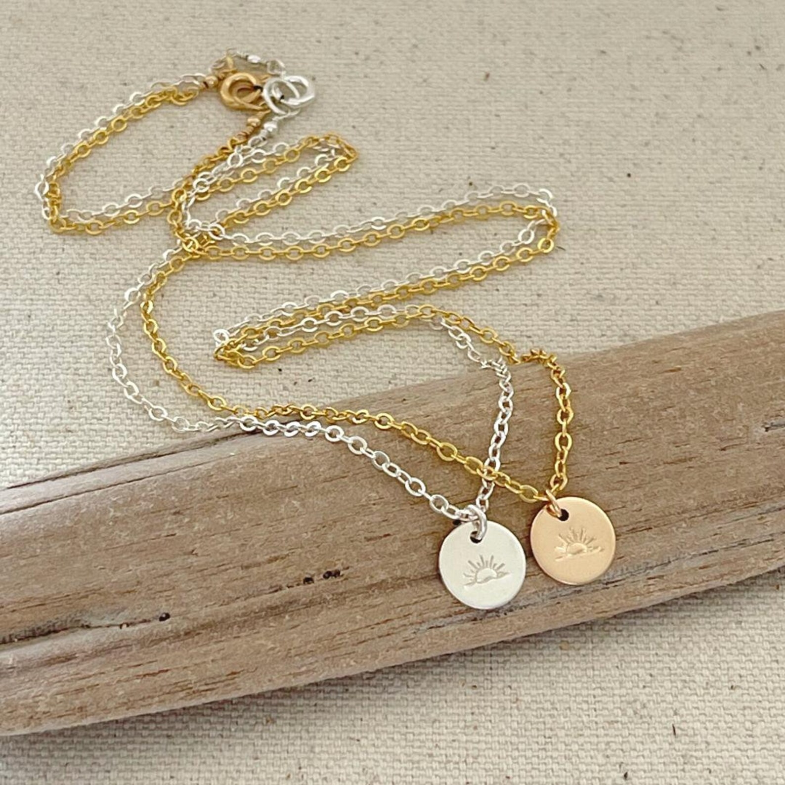 Sunset Necklace Beachy Jewelry Sun Necklace Gold Disc | Etsy