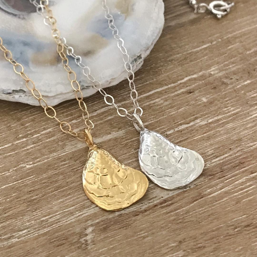 Oyster Shell Necklace, Everyday Layering Necklace, Gold Filled Dainty ...
