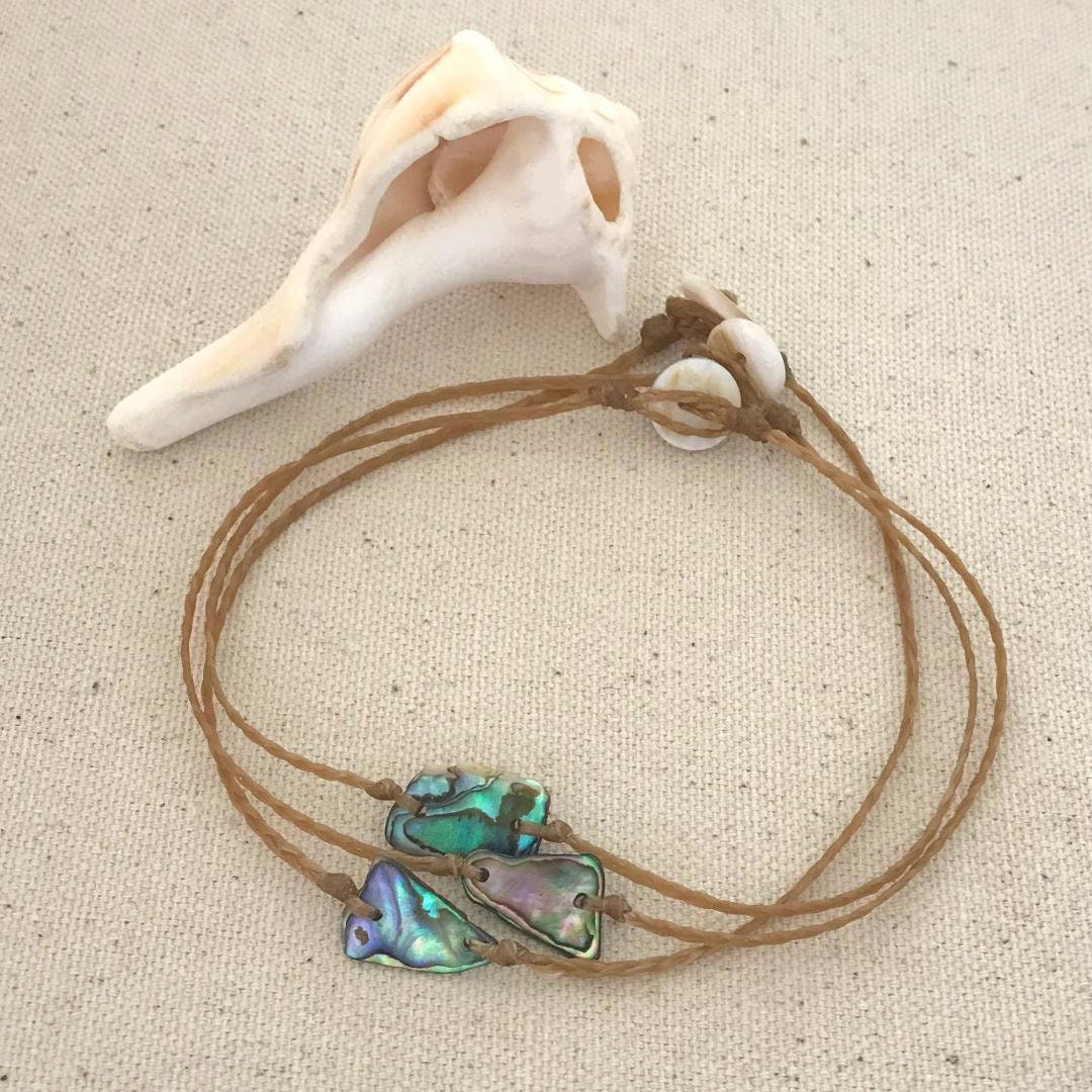 Braided Abalone Shell Beach Anklet Paua Surfer Anklet | Etsy