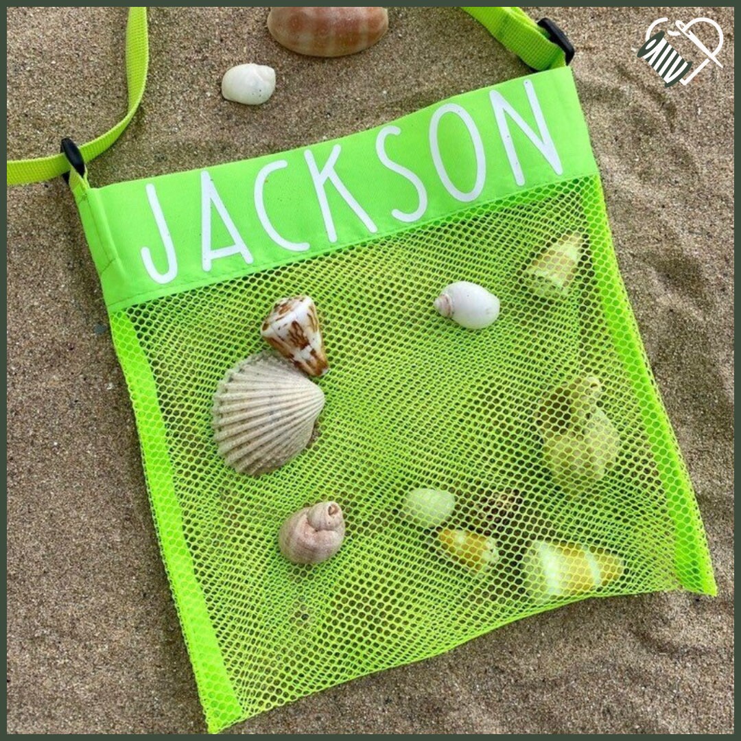 Custom Beach Tote Bag, Personalised Beach Bag, Seashell Bag, Mesh ...