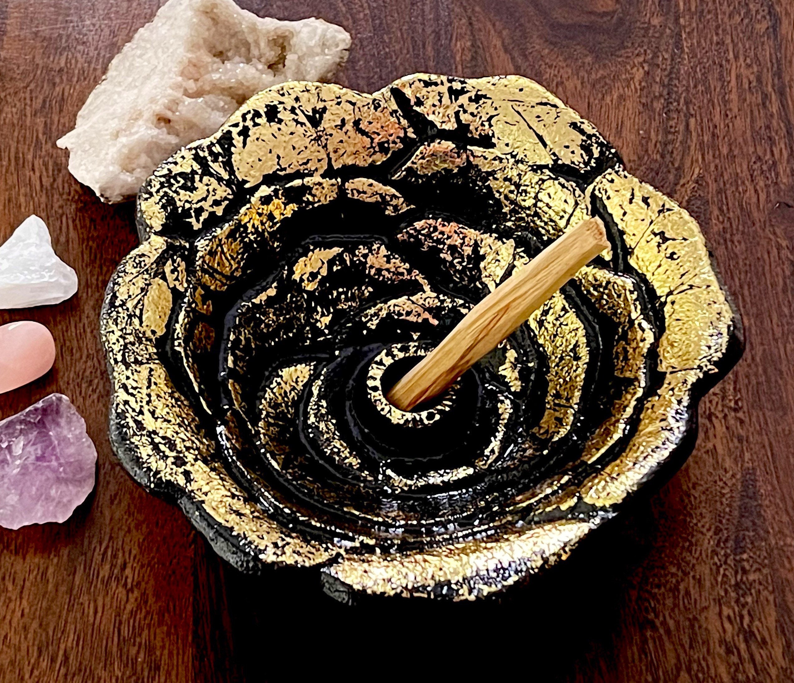 Large Gold Rose Smudge Bowl Palo Santo Burner Smudging Cone | Etsy
