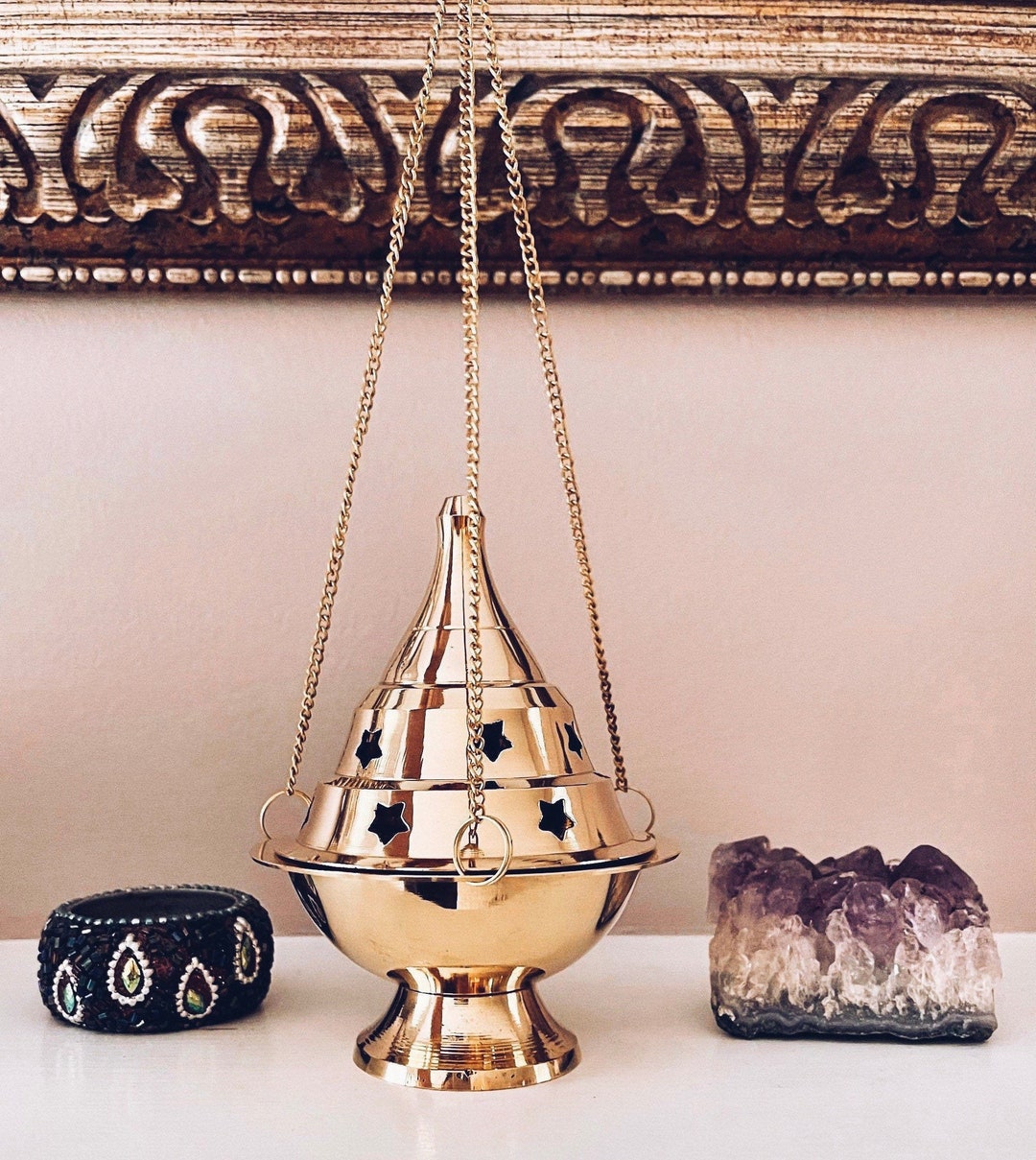 Brass Hanging Censer Burner, Charcoal Burner, Incense Burner, Sacred ...