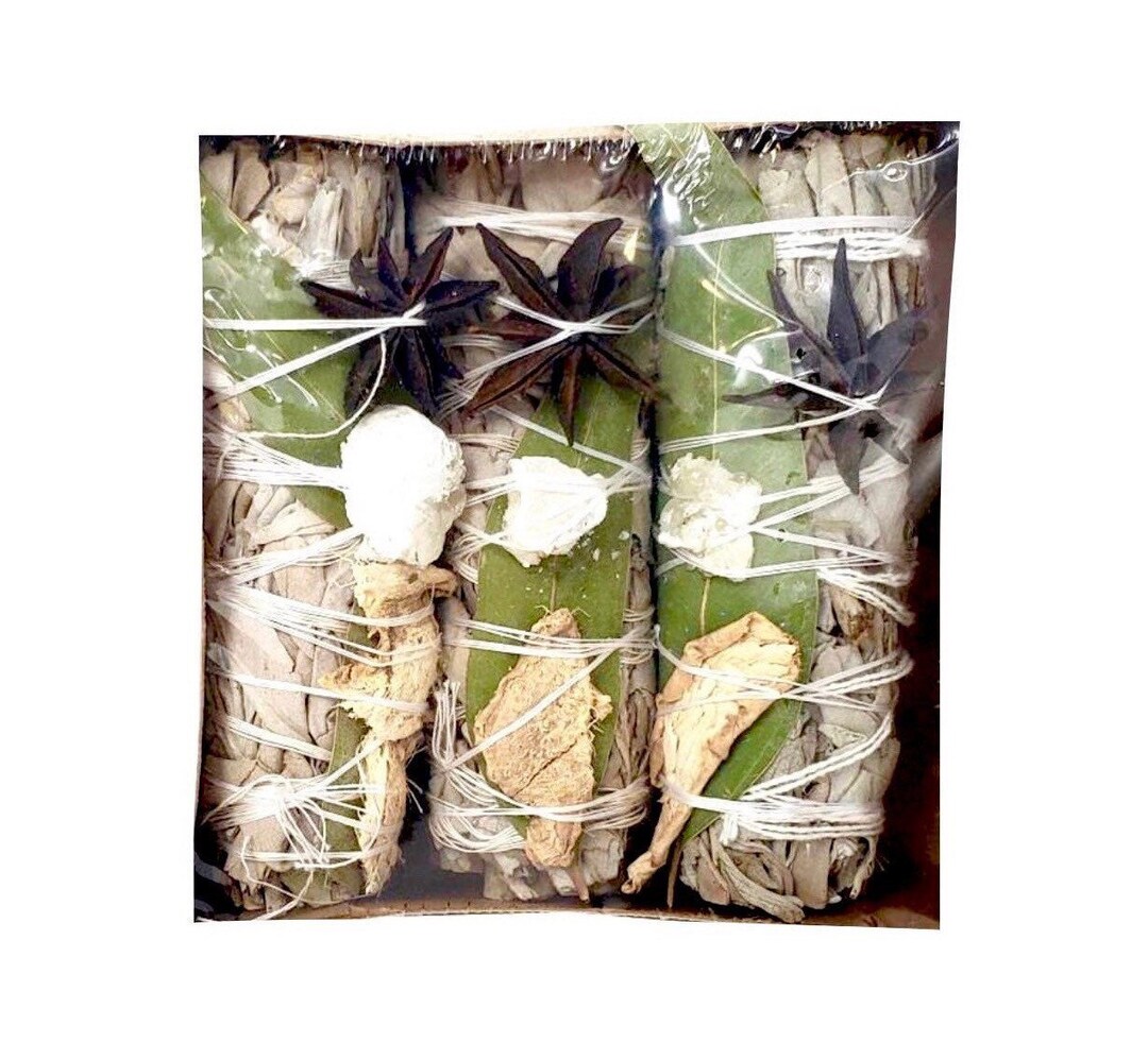 3 Pack White Sage, Star Anise, Copal Resin, Sage Leaf, Ginger, Smudge ...