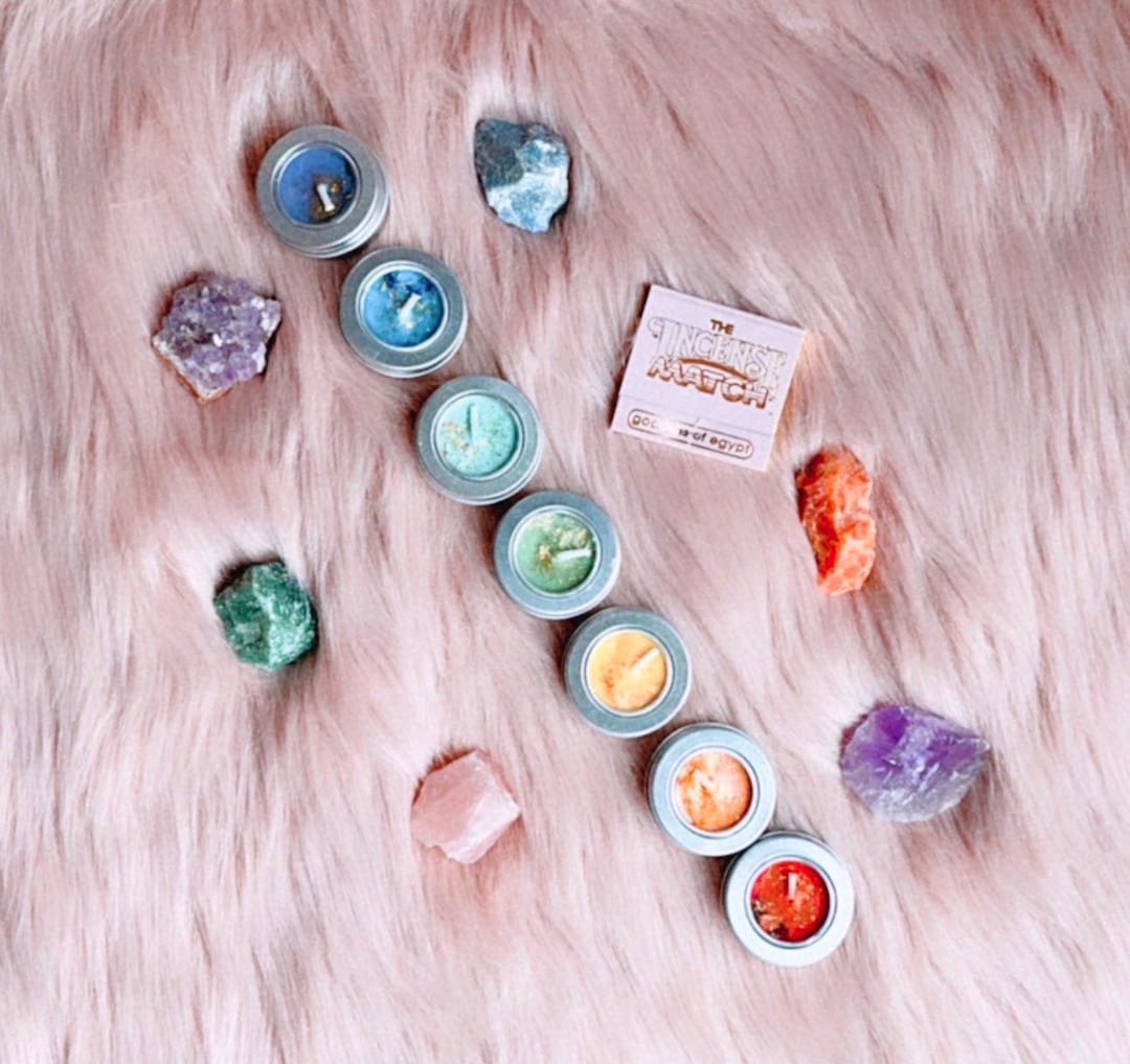 Chakra Tea Light Candle Set With Incense Matchbook, Intention Candles ...
