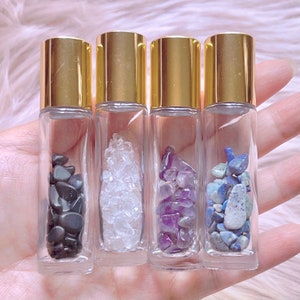 10ml Crystal Roller Bottle Filled With Mini Tumbled Stones, Polished ...