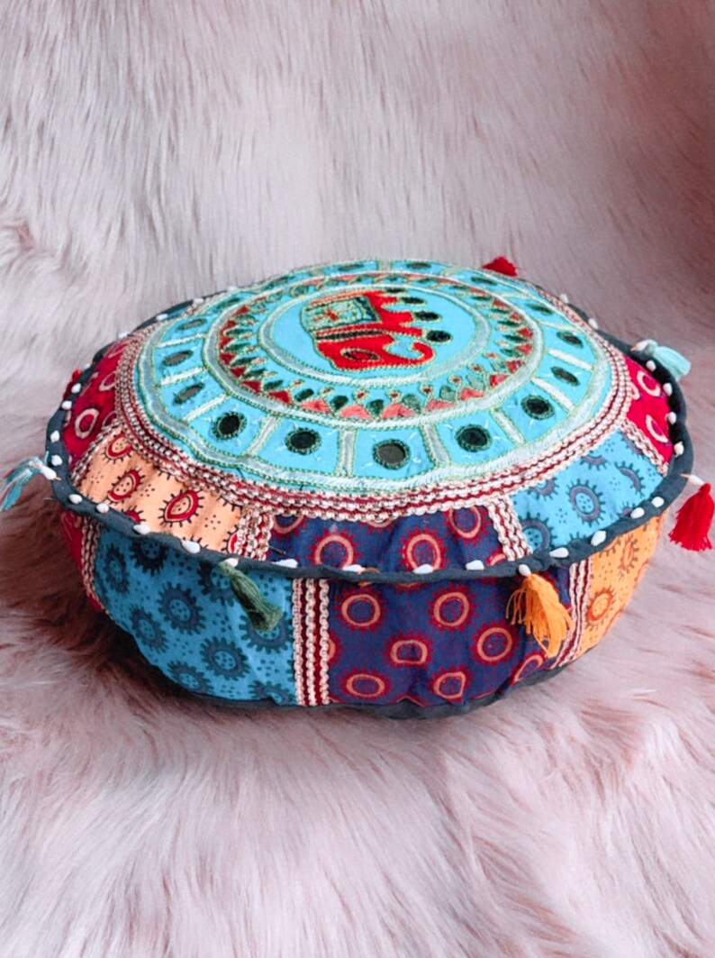 Boho Meditation Cushion Covers Made of Vintage Embroidered - Etsy