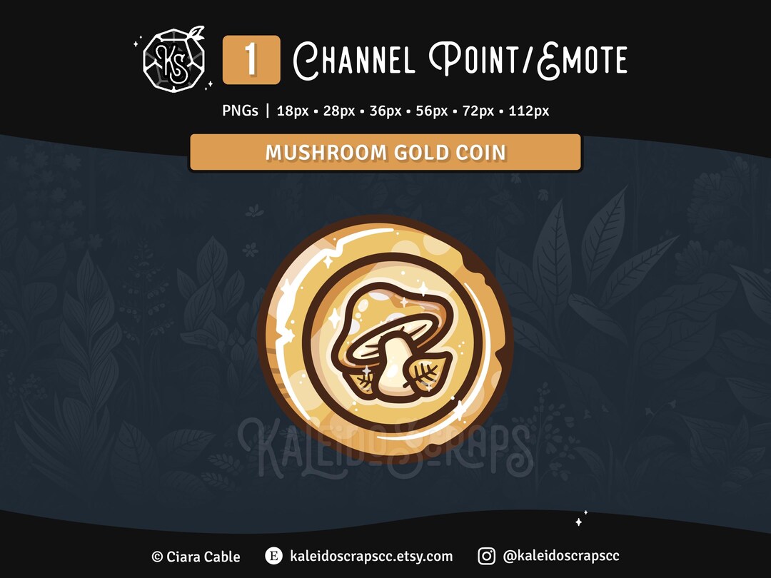 Gold Mushroom Coin Twitch Channel Point | Cottagecore Nature Streaming ...