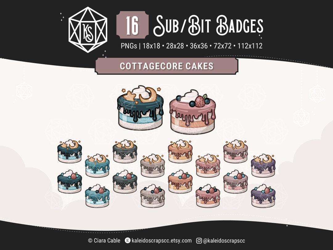 Twitch Sub Badges: Cottagecore Cakes - Etsy Australia