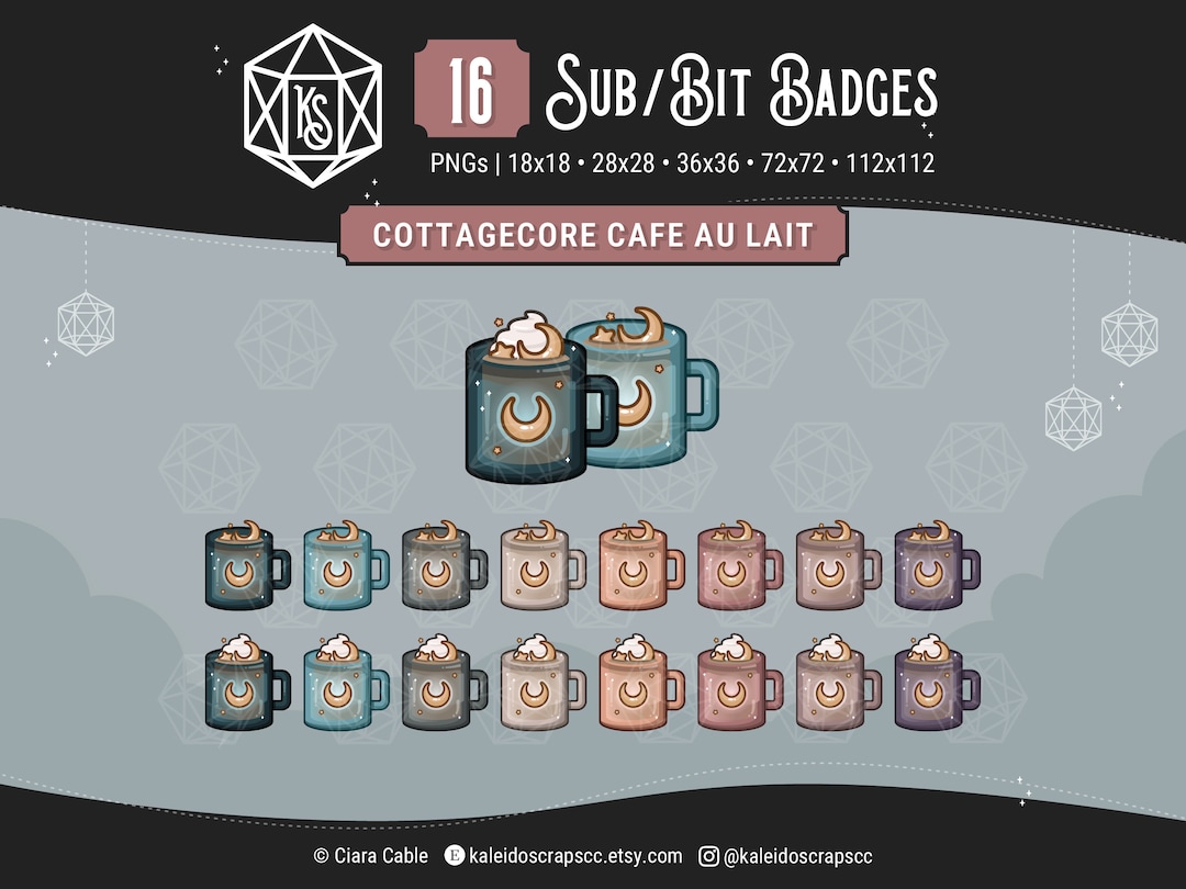 Cottagecore Cafe Au Lait Coffee Mug Twitch Sub Badges Lofi Cafe Bit ...