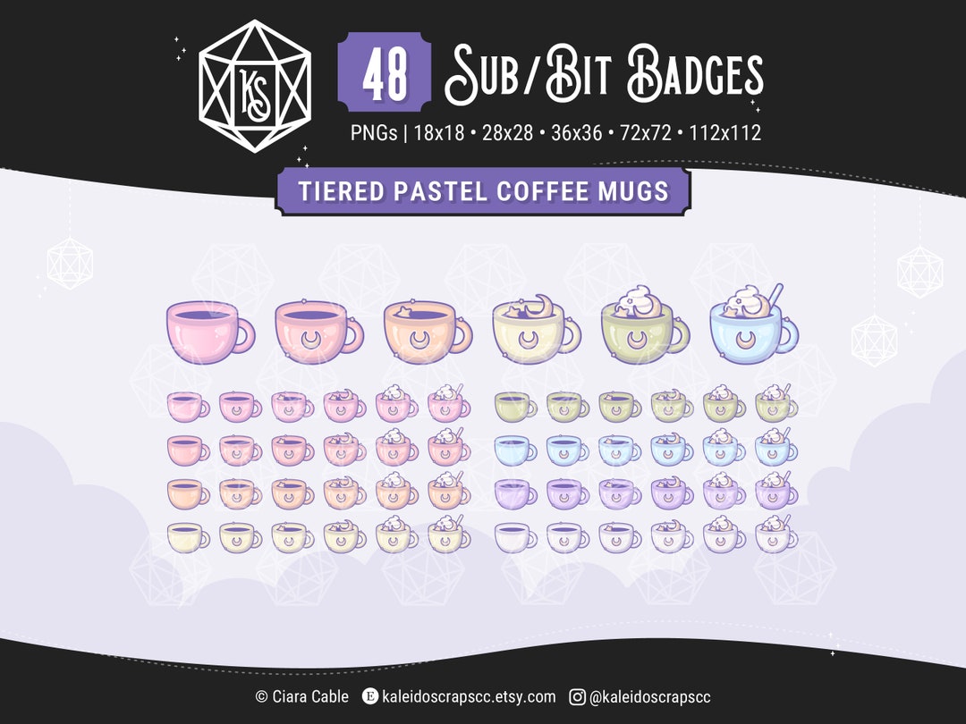 Pastel Cottagecore Coffee Mugs Twitch Sub Badges Large Pack of Coquette ...