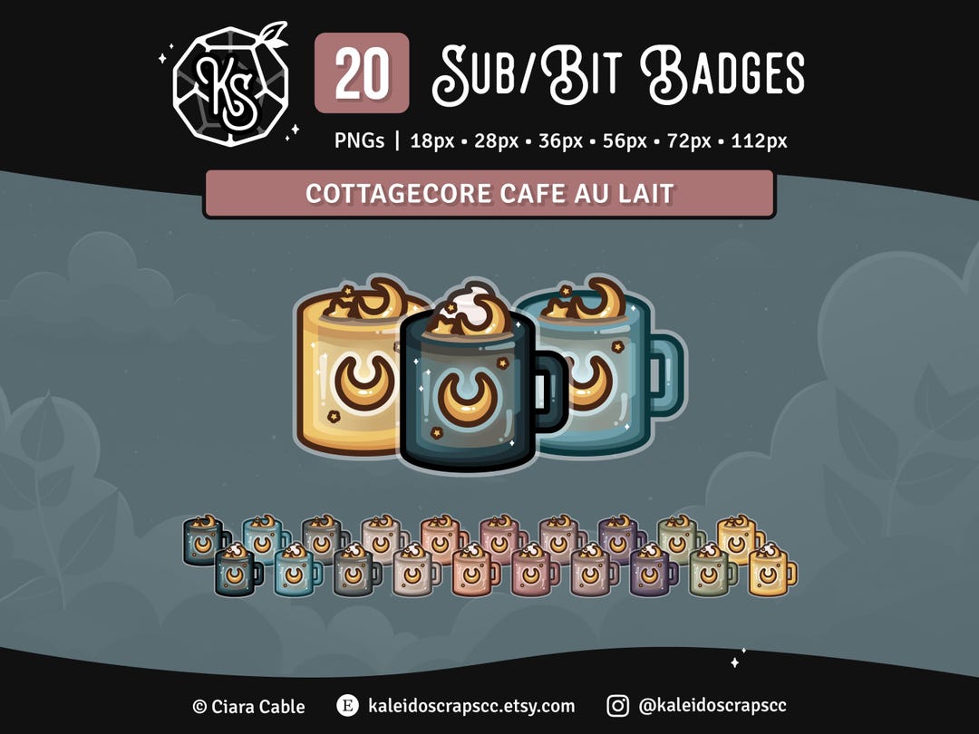 Cottagecore Cafe Au Lait Coffee Mug Twitch Sub Badges Lofi Cafe Bit ...
