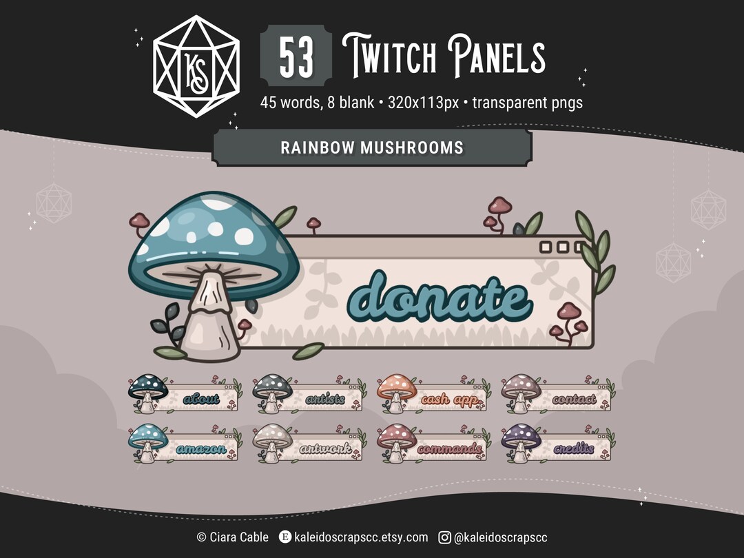 Cottagecore Mushroom Twitch Panels Cozy Nature Streamer Panels 6x ...