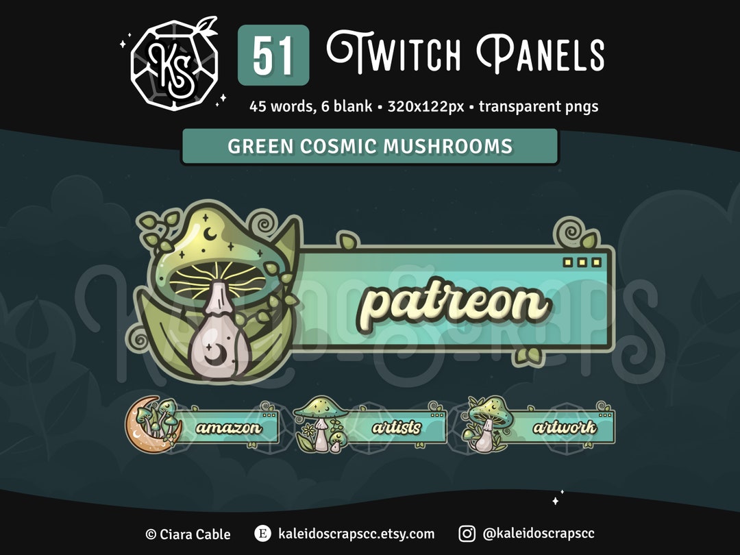Green Cosmic Mushroom Twitch Panels Lofi Celestial Nature Streamer ...