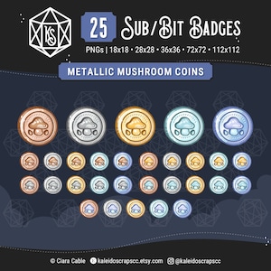 Metal Mushroom Coin Twitch Badges | Cottagecore Nature Bit Badges ...