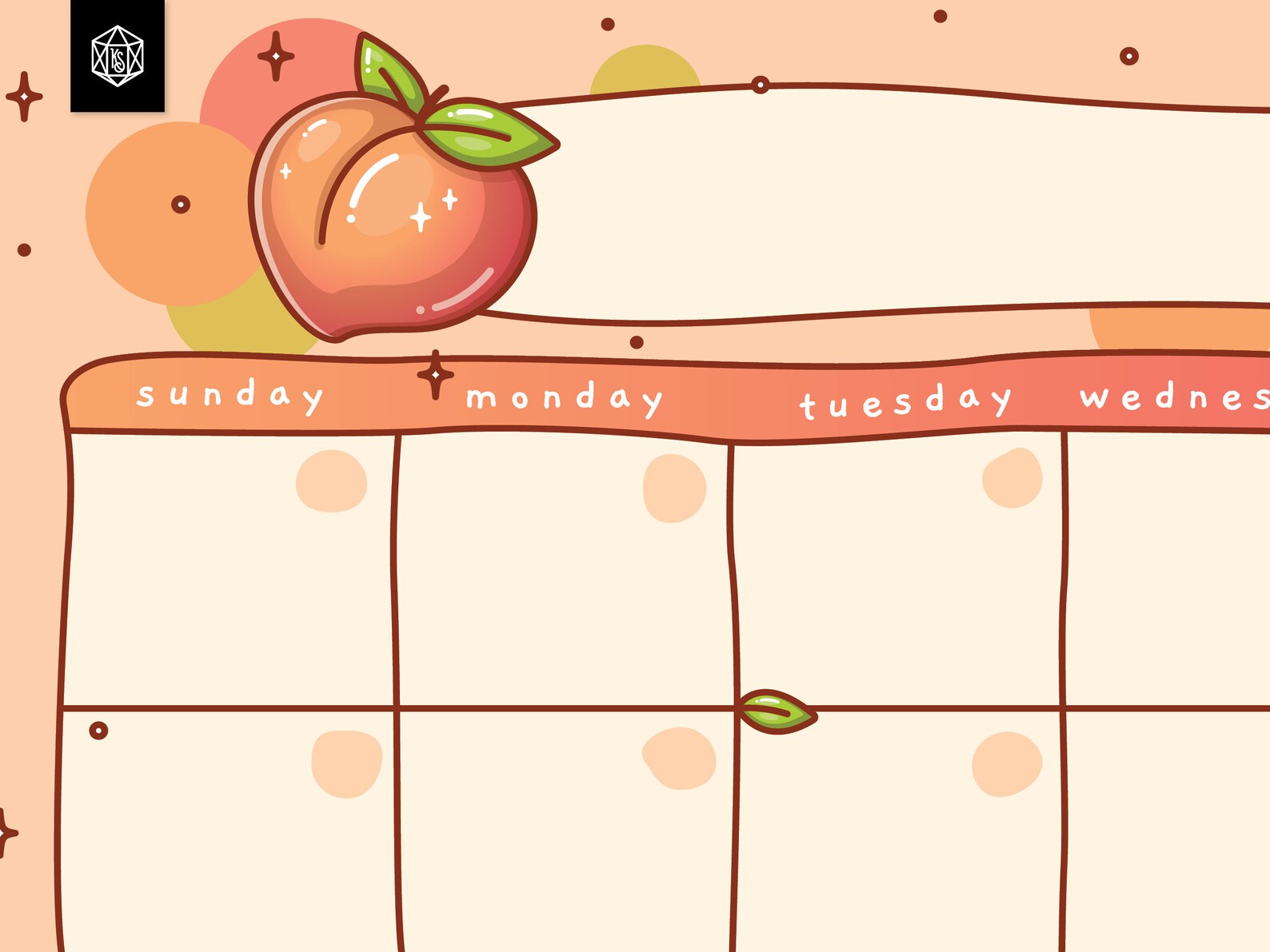 Peaches Blank Printable Calendar Letter Size 8.5x11 - Etsy