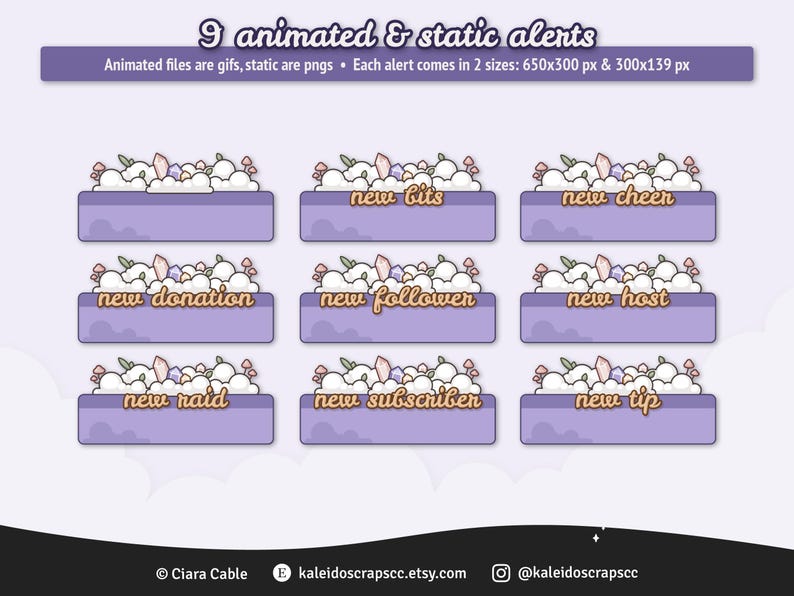 Cottagecore Crystals Twitch Overlay | Lavender Purple Animated Cozy ...