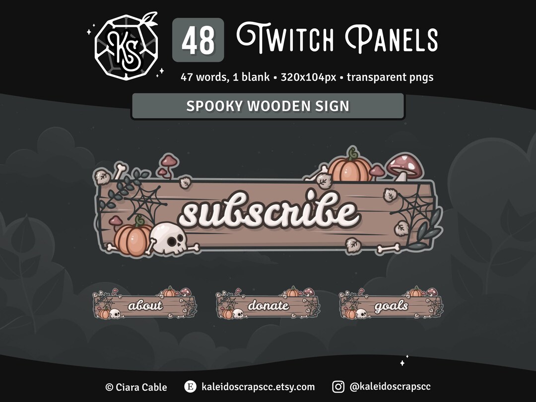 Spooky Sign Twitch Panels | Halloween Cottagecore Pumpkin Skull ...