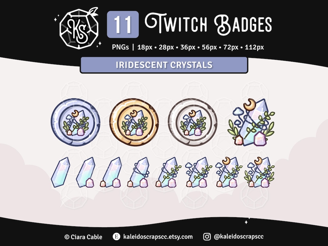 Twitch Sub Badges: Iridescent Cottagecore Crystals | Witchy Pastel ...