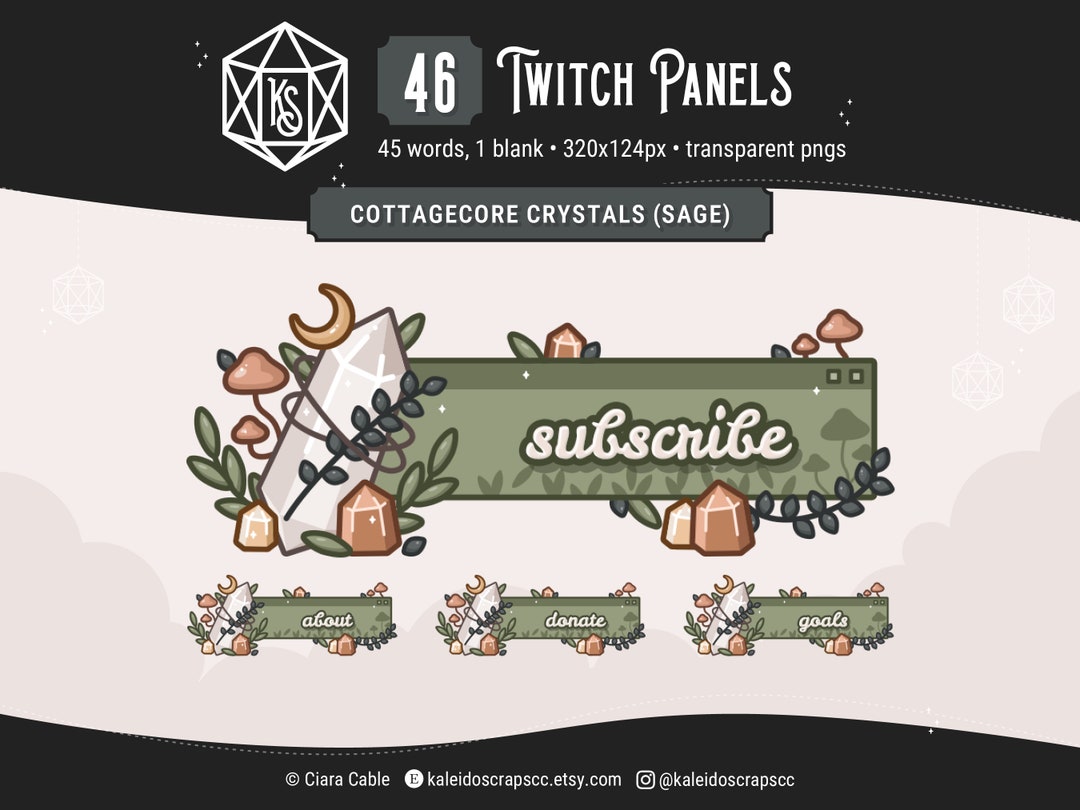 Sage Cottagecore Crystal Twitch Panels Cozy Nature Streamer Panels 6x ...