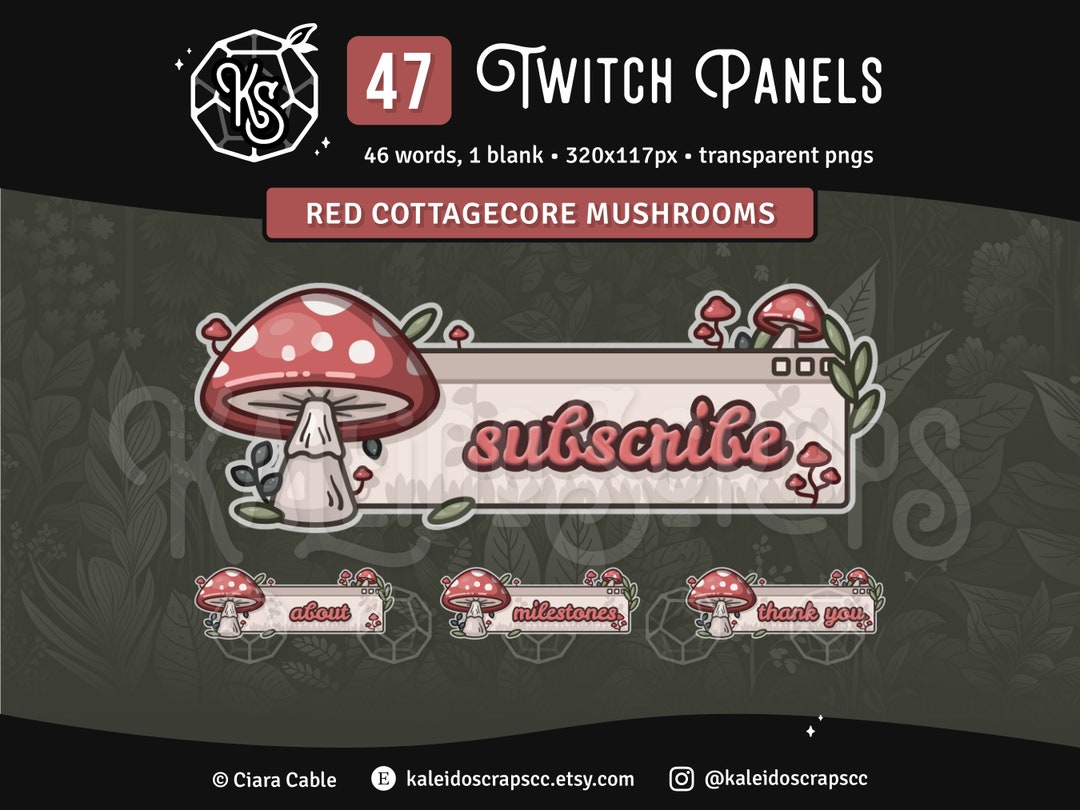 Red Cottagecore Mushroom Twitch Panels Woodland Nature Streamer Panels ...