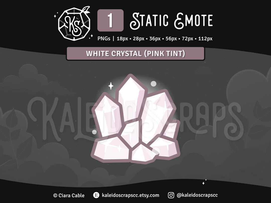 White Crystal Twitch Emote pink Tint Cute Geode Channel Point - Etsy