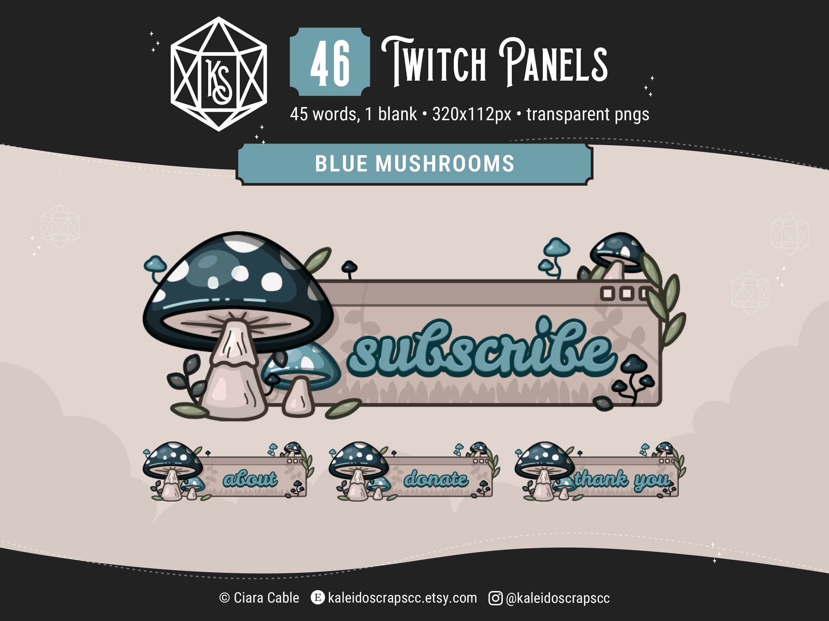 Blue Cottagecore Mushroom Twitch Panels Woodland Nature Streamer Panels ...