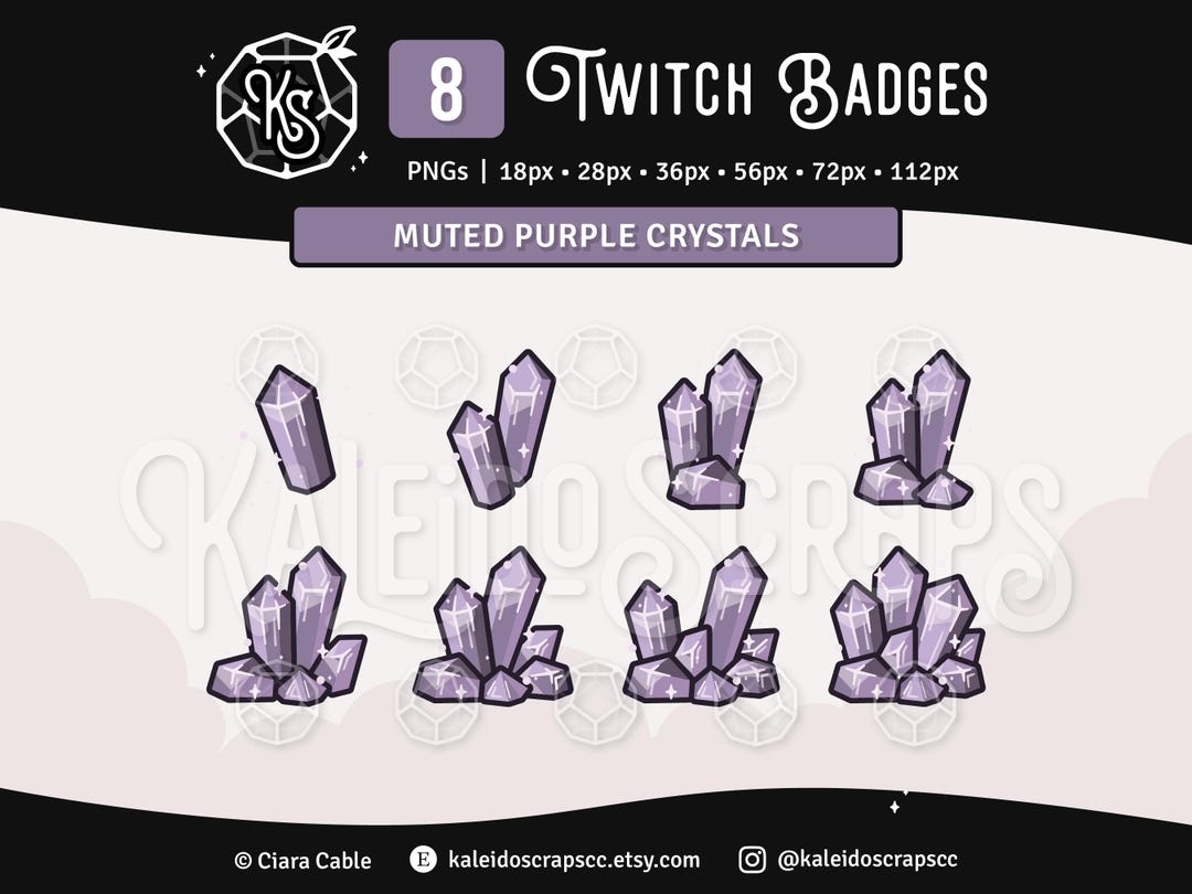 Muted Purple Crystal Twitch Sub Badges | Witchy Gem Bit Badges | Set of ...