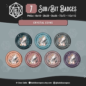 Cottagecore Crystal Coin Twitch Sub Badges multicolor Witchy Nature Gem ...