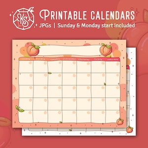 Peaches Blank Printable Calendar | Letter Size 8.5x11" JPG | Cute ...