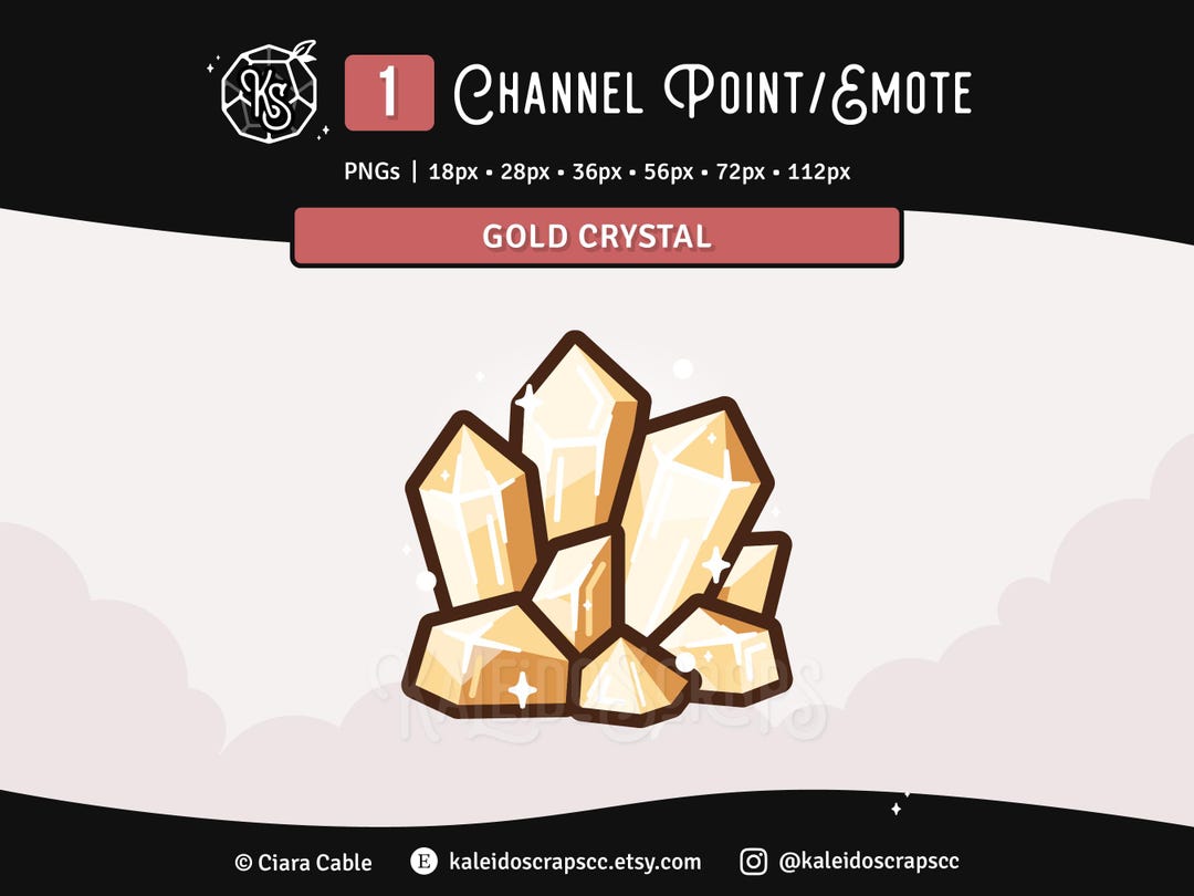 Gold Crystal Cluster Twitch Emote | Pretty Geode Channel Point - Etsy
