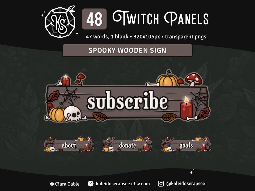 Spooky Sign Twitch Panels | Cottagecore Halloween Pumpkin Skull ...
