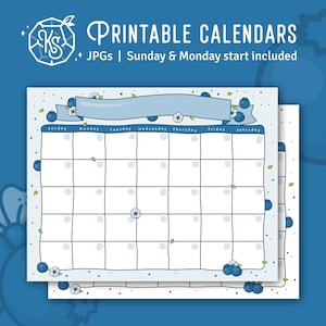 Blueberries N Flowers Blank Printable Calendar | Letter Size 8.5x11 ...