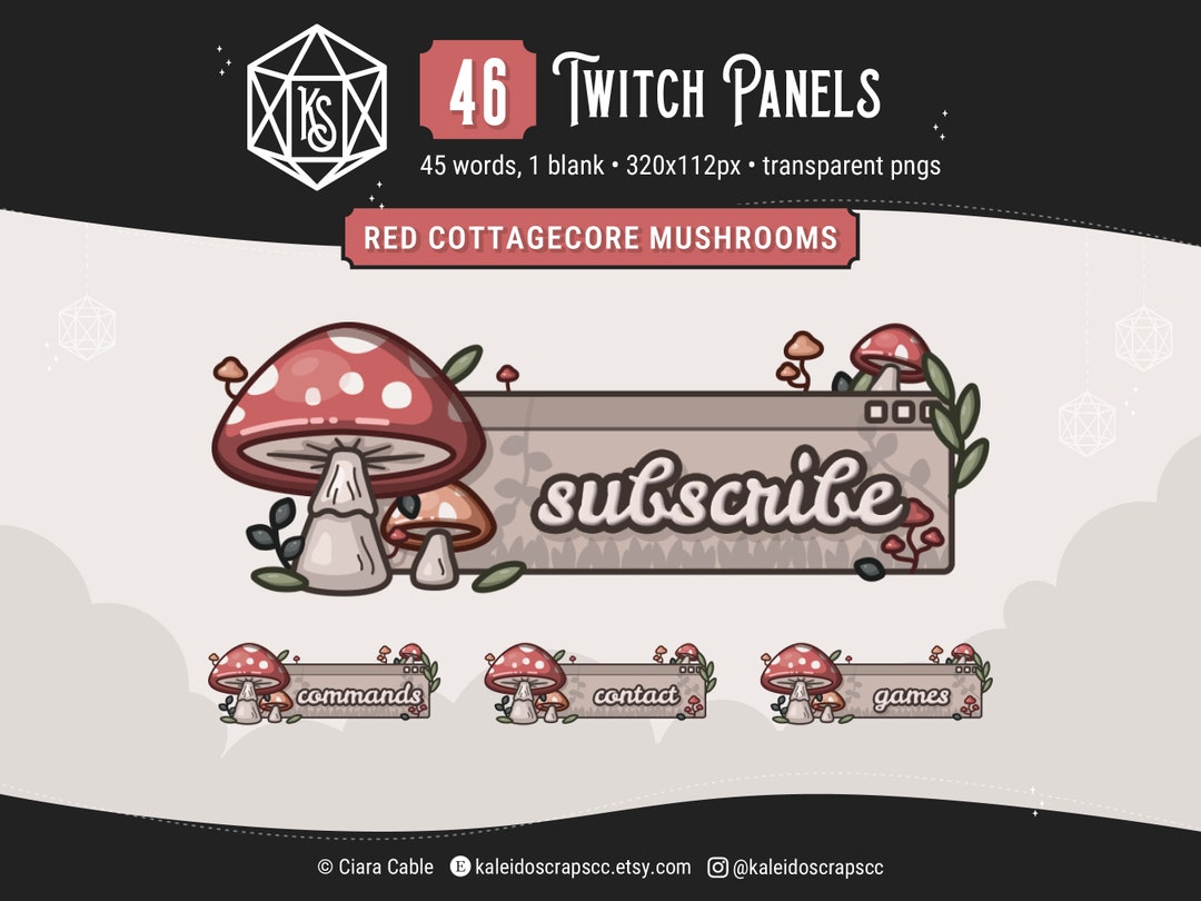 Red Cottagecore Mushroom Twitch Panels Woodland Nature Streamer Panels ...