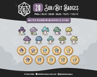 Twitch Sub Badges: Cottagecore Mushrooms 'n Coins - Etsy