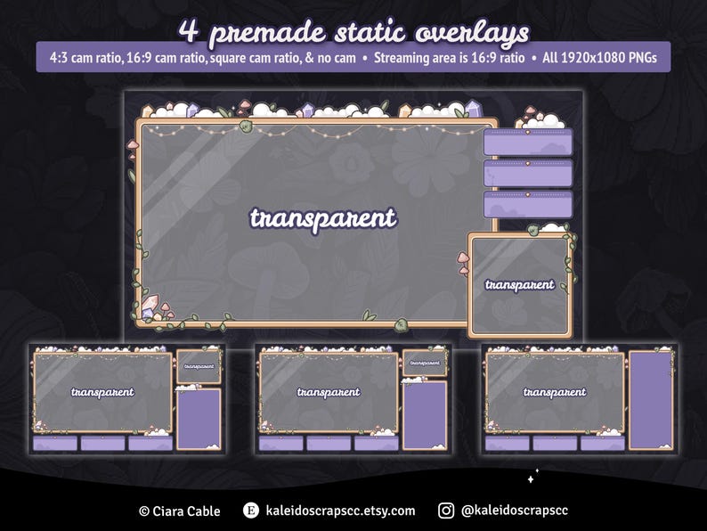 Cottagecore Crystals Twitch Overlay | Lavender Purple Animated Cozy ...