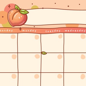 Peaches Blank Printable Calendar | Letter Size 8.5x11" JPG | Cute ...