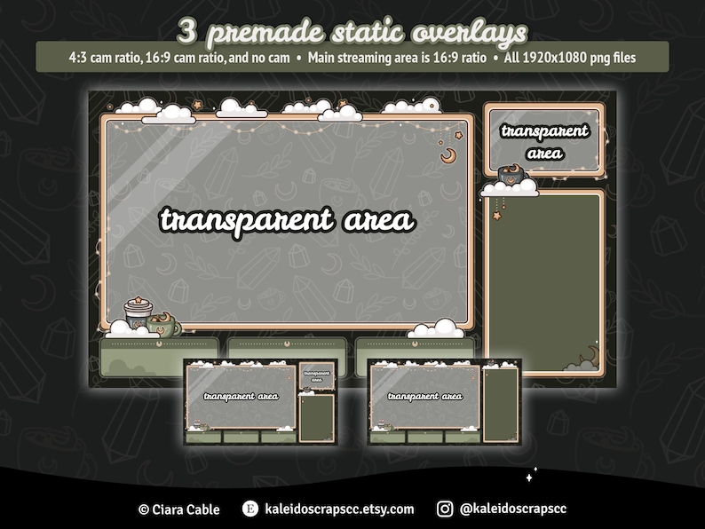 Cottagecore Coffee Twitch Overlay | Sage Green Animated Cozy Lofi ...