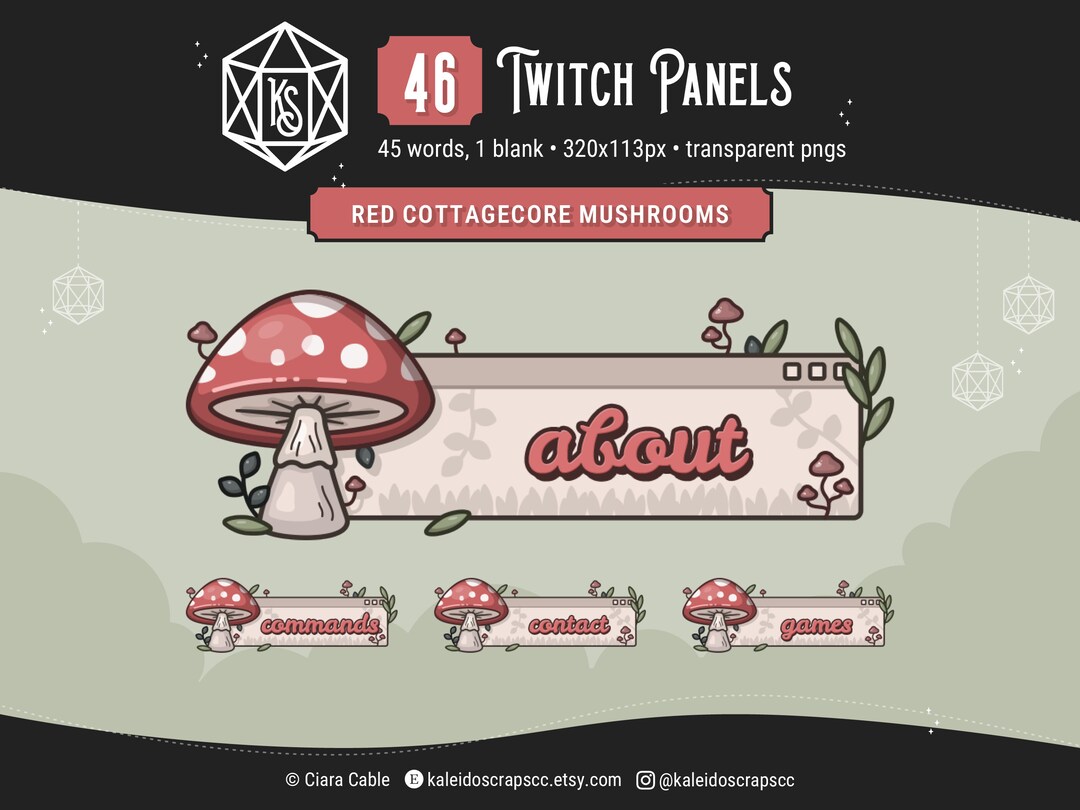 Red Cottagecore Mushroom Twitch Panels Woodland Nature Streamer Panels ...