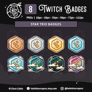 Star Coin Twitch Sub Badges | Hexagon Celestial Lofi Bit Badges ...