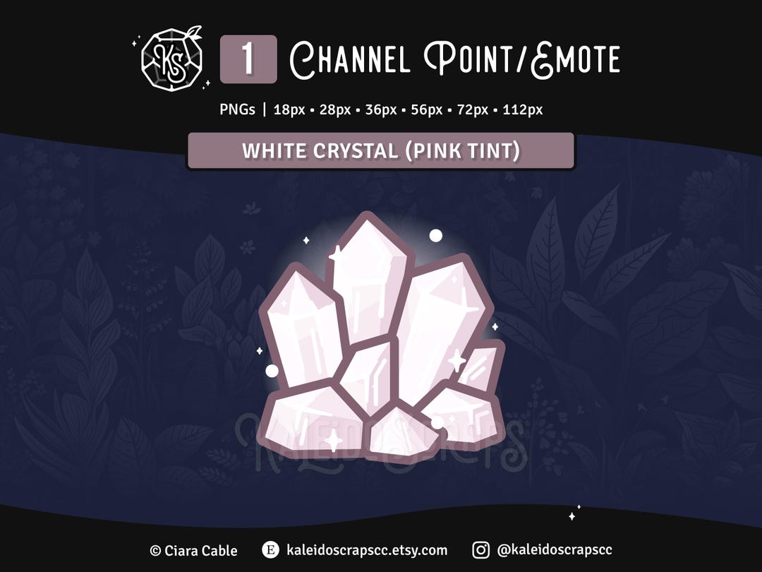 Crystal Channel Point | White and Pink Cute Geode Twitch Badge or Emote ...