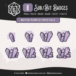 Muted Purple Crystal Twitch Sub Badges Witchy Gem Bit Badges Set of 8 ...