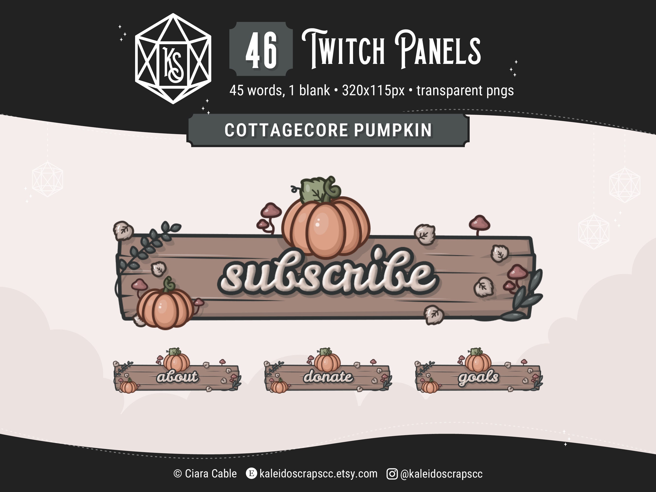 Cottagecore Pumpkin Sign Twitch Panels Woodland Fall Streamer Panels 6 ...