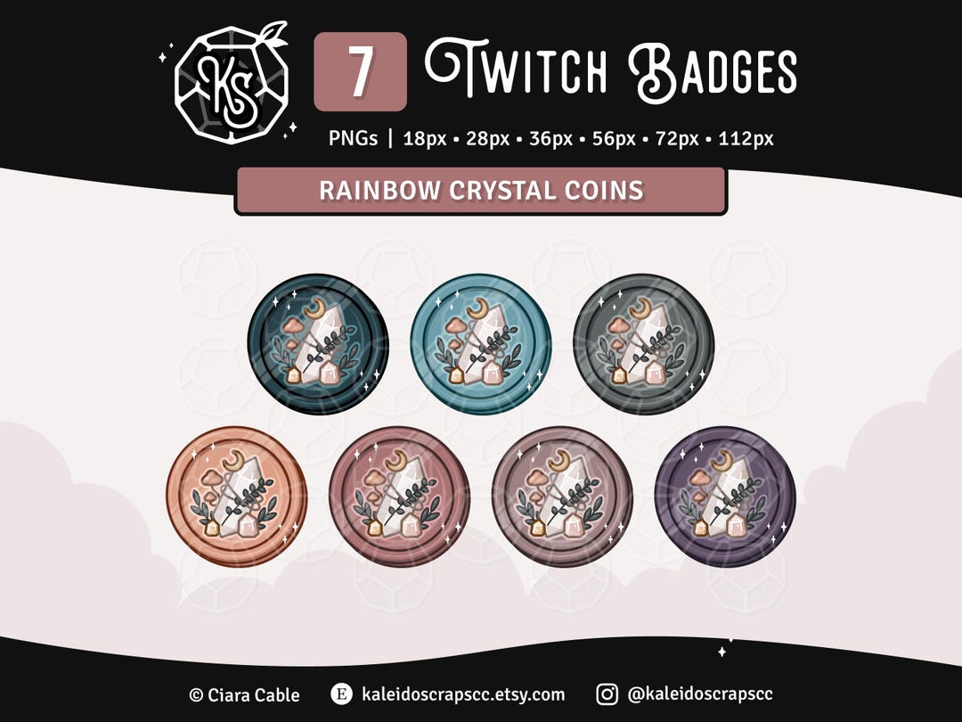 Crystal Coin Twitch Sub Badges | Cottagecore Rainbow Witchy Nature Gem ...